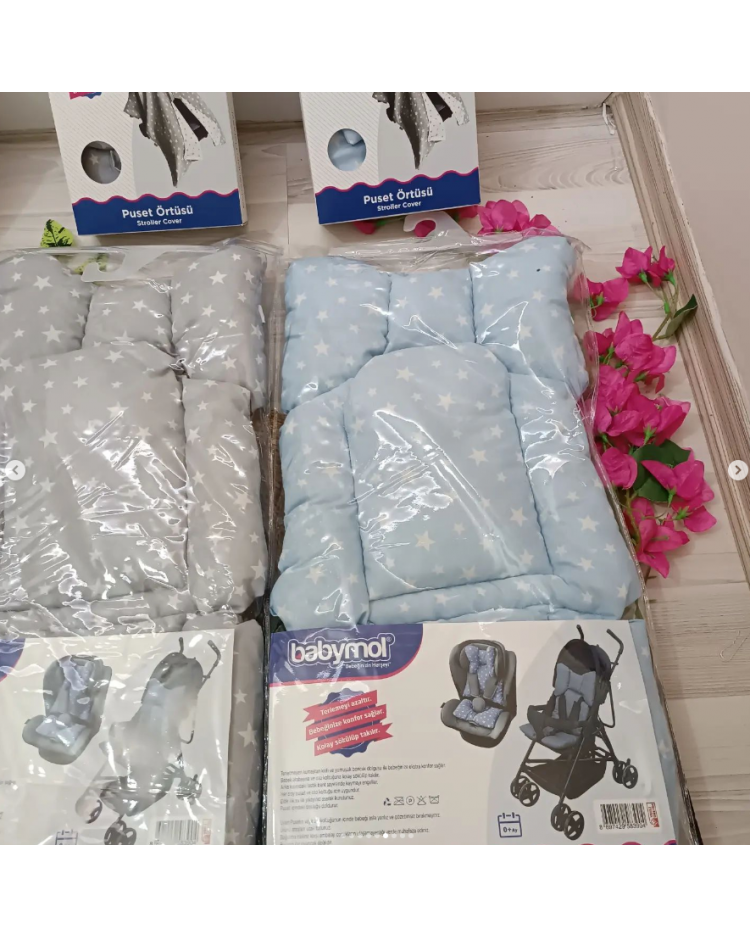 Babymol üst kalite puset minderi ve örtü seti - Bebe Çocuk Reyonu